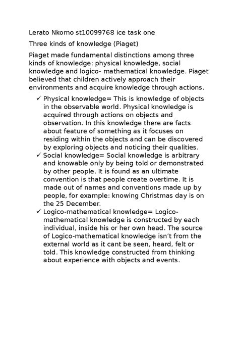 Ice Task 1 Tmss Ice Task Lerato Nkomo St10099768 Ice Task One Three Kinds Of Knowledge