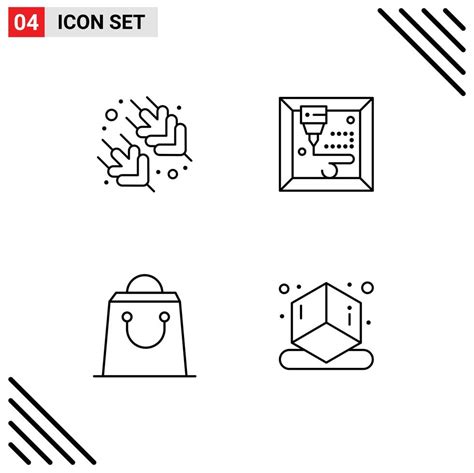 4 Universal Filledline Flat Colors Set For Web And Mobile Applications Rice Printing Machine