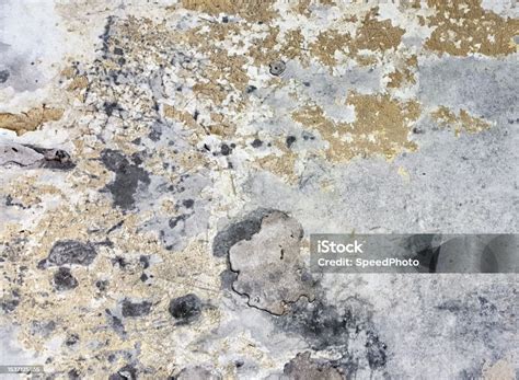 균열과 균열이 있는 자물쇠로 잠긴 콘크리트 표면과 노란색과 흰색 페인트 0명에 대한 스톡 사진 및 기타 이미지 0명 깨짐 노랑 Istock