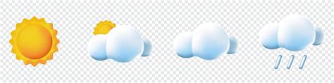 Realistic 3d Weather Icon Set For Forecasts Set Fog Background Vector