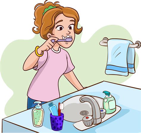 Woman Brushing Her Teeth Vector Illustration 25994849 Vector Art At
