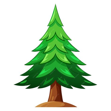 Cartoon Evergreen Tree Illustration Isolated White Premium Ai