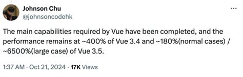 vue 团队官宣：vue 的性能将提升 400 ，世界最快前端框架！ 知乎