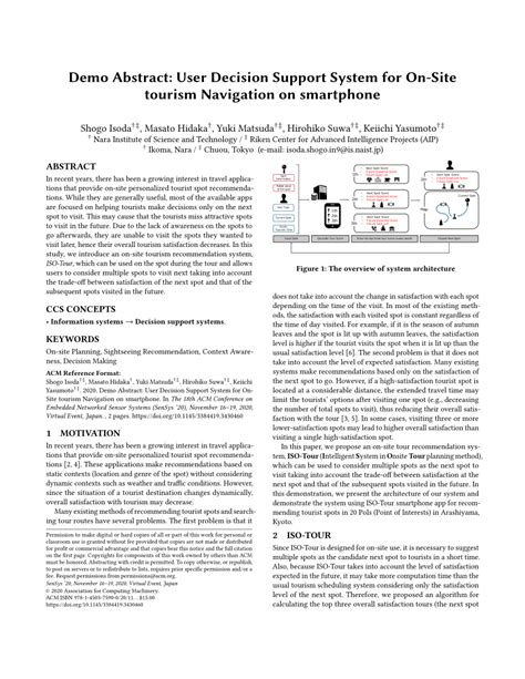 Pdf User Decision Support System For On Site Tourism Navigation On
