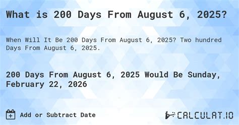 What Is Days From August Calculatio