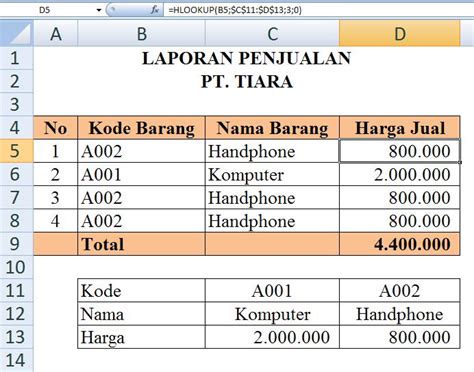 Penggunaan Dan Fungsi Rumus Excel HLOOKUP ADH EXCEL Tutorial