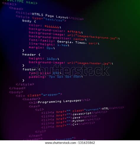 Color Coded Html Css Programming Languages 스톡 일러스트 131635862