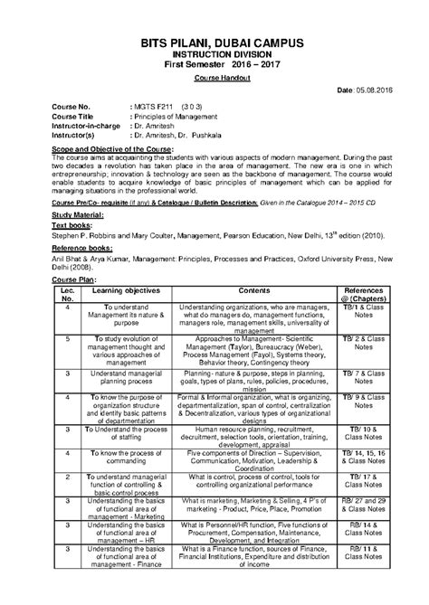 mgts f211 pom course handout bits pilani dubai campus instruction