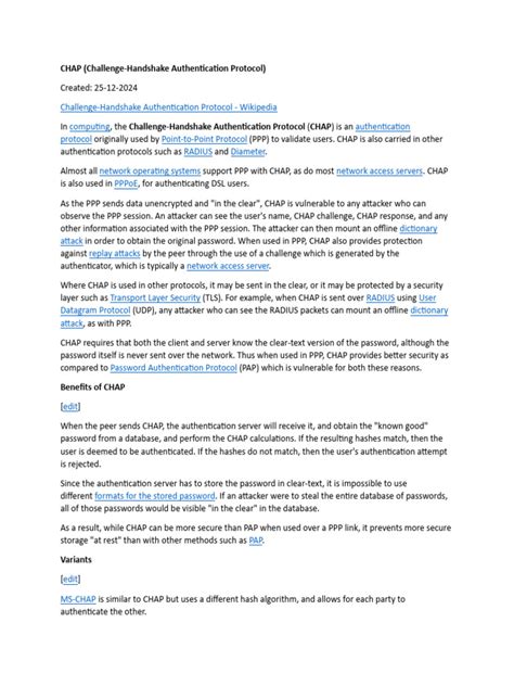 Chap Challenge Handshake Authentication Protocol Pdf Radius