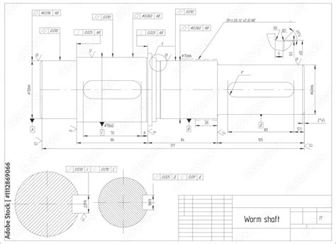 Assembly Drawing Of Worm Shaft Of Electrical Reducer Vector Design Of