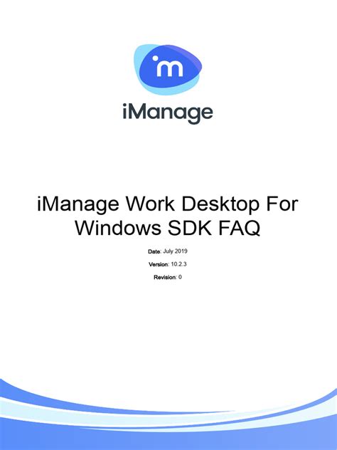 Imanage Work Desktop Sdk Faq 10 2 3 Pdf License Copyright