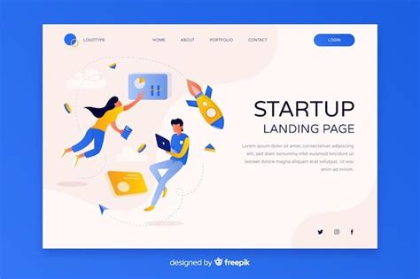 시작 비즈니스 방문 페이지 프리미엄 벡터 Landing Page Vector Free Start Up Business