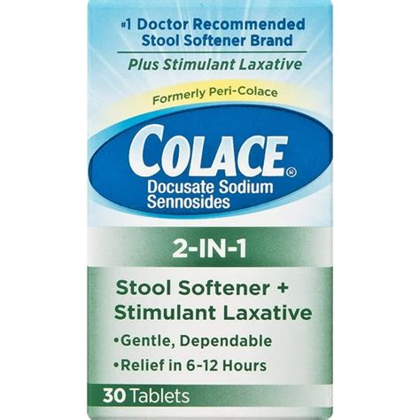Colace 2 In 1 Stool Softener And Stimulant Laxative Tablets 30 Count