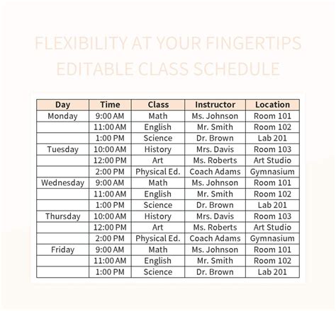 Free Editable Class Schedule Templates For Google Sheets And Microsoft Excel Slidesdocs