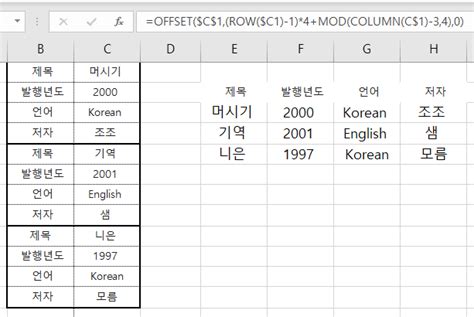 엑셀 세로로 입력되어 있는 data를 출력용으로 정렬 or 가로 4줄씩 정렬 네이버 블로그