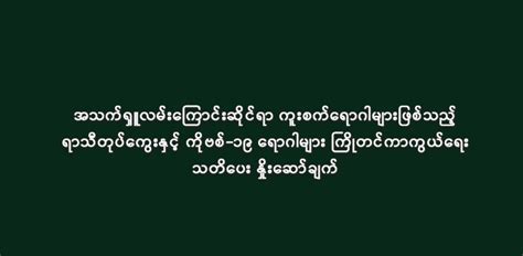 အသက်ရှူလမ်းကြောင်းဆိုင်ရာ ကူးစက်ရောဂါများဖြစ်သည့် ရာသီတုပ်ကွေးနှင့် ကိုဗစ် ၁၉ ရောဂါများ ကြိုတင