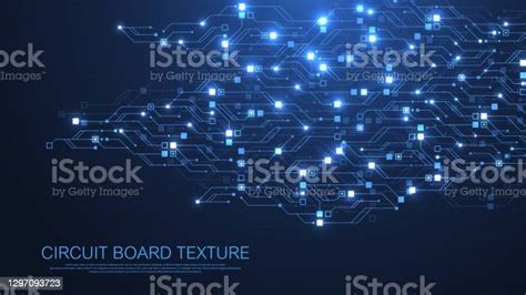 기술 추상 회로 기판 텍스처 배경 하이테크 미래 회로 보드 배너 벽지 디지털 데이터 엔지니어링 전자 마더보드 최소 배열 빅 데이터 벡터 일러스트레이션 반도체에 대한 스톡