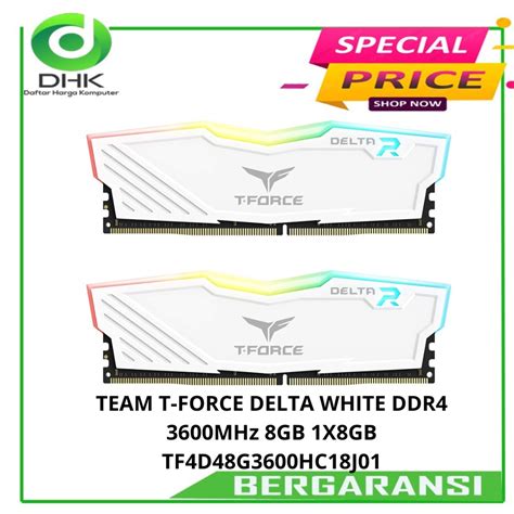 Jual RAM TEAM T FORCE DELTA WHITE DDR4 3600MHz 8GB 1X8GB TF4D48G3600HC18J01 Shopee Indonesia