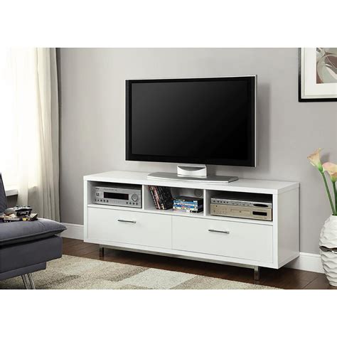 Latitude Run® Chic 60 White Tv Console With 2 Drawers And 3 Open