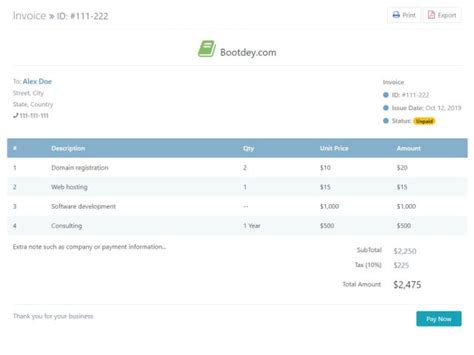 Best Simple Free HTML Invoice Templates