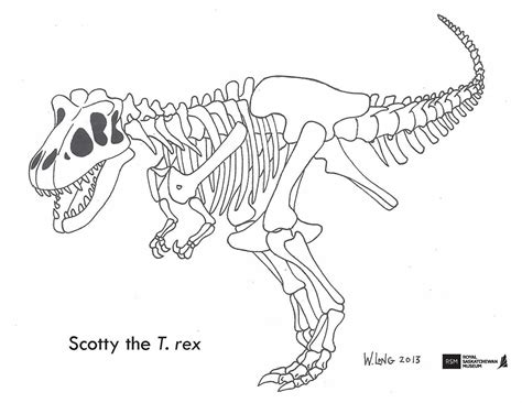 T Rex Skeleton Coloring Page
