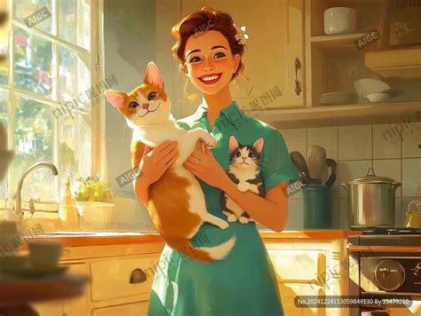 Ai创作图抱猫美女猫插画 电影原画插画 家庭主妇插画 写实人物插画 侍女逗猫 撸猫少女插画 疯狂爱猫的女人 板绘插画插图 青少年儿插 氛围感插画 原创厚涂 电影原画 欧美插画 厚涂插画 插画
