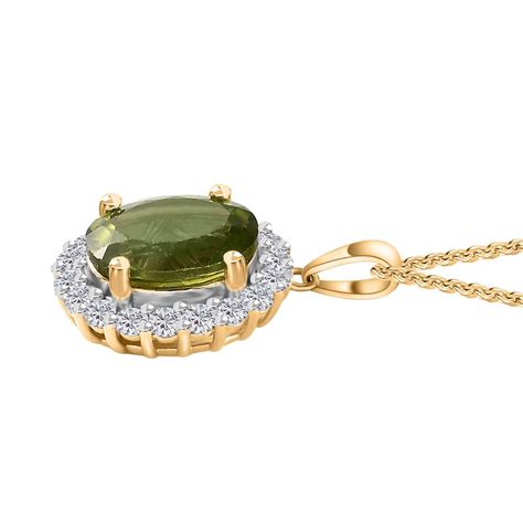 Buy Peridot And Moissanite Sunburst Pendant Necklace 20 Inches In 18k