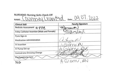 Skills Check Off Pdf