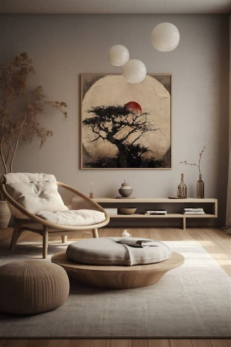 Large Zen Japandi Wall Art Neutral Japanese Digital Download Canvas