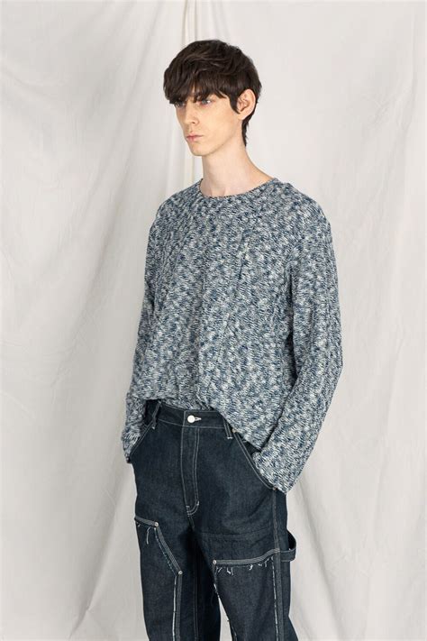 언발란스 롱슬리브 니트 블루 감도 깊은 취향 셀렉트샵 29cm