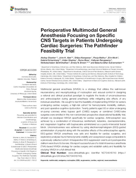 Pdf Perioperative Multimodal General Anesthesia Focusing On Specific