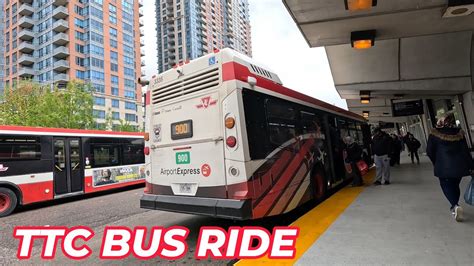 Ttc 900 Airport Express Bus Ride From Pearson Terminal 1 To Kipling Station Youtube