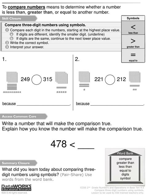 PPT We Will Compare Three Digit Numbers Using Symbols PowerPoint Presentation ID
