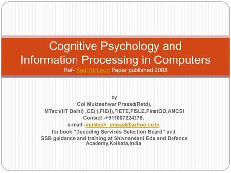 Cognitive Psychology And Information Processing In Computers Pptx