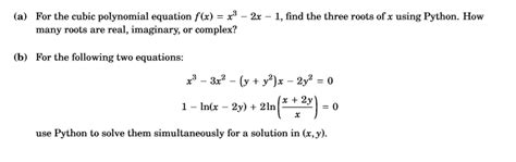 Solved A For The Cubic Polynomial Equation F X X X Chegg