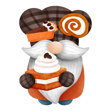 Thanksgiving Gnome With Pumpkin Cake And Pumpkin Spice Clipart