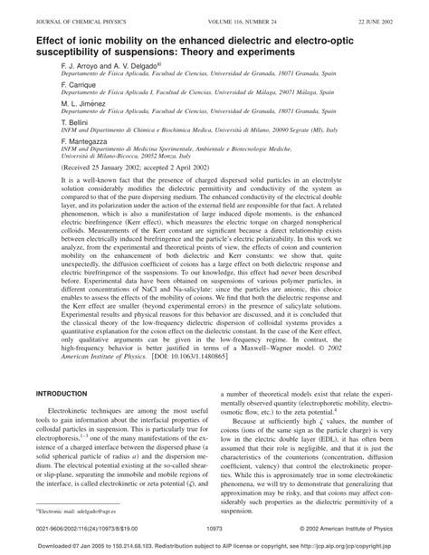 Pdf Effect Of Ionic Mobility On The Enhanced Dielectric And Electro