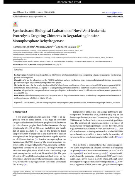 Pdf Synthesis And Biological Evaluation Of Novel Anti Leukemia
