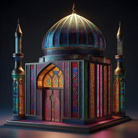 Premium Photo Miniature Mosque Stained Glass
