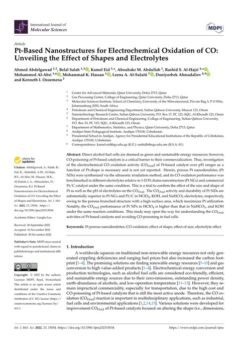 Pdf Pt Based Nanostructures For Electrochemical Oxidation Of Co