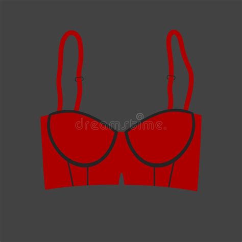 Cute Female Red Bra Trendy Corset Bra Icon Women Underwear Element Stock Vector Illustration