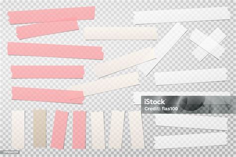 다채로운 흰색 접착제 끈적 끈적한 마스킹 텍스트 덕트 테이프 스트립은 사각형 회색 배경에 있습니다 벡터 일러스트레이션 접착 테이프에 대한 스톡 벡터 아트 및 기타 이미지