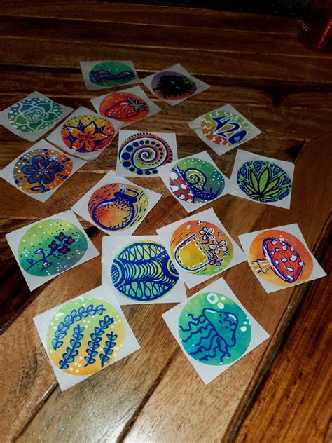 Hand Drawn Stickers 2 Inch Circle Sticker Collection 17 Different