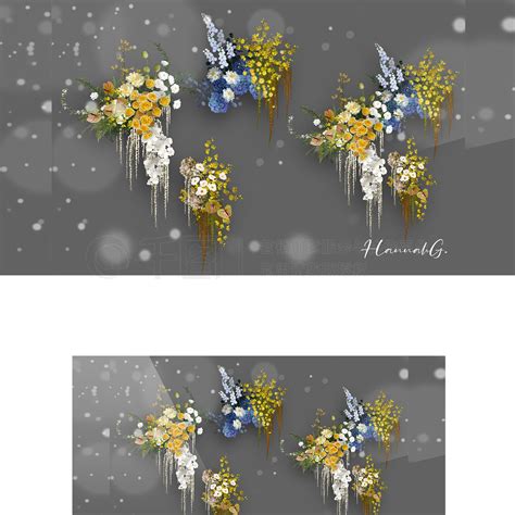 花艺婚礼素材 婚礼效果图手绘花艺素材113黄白蓝 设计图免费下载 1920像素 Psd格式 编号44352062 千图网