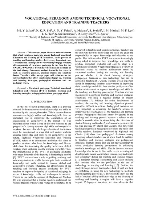 Pdf Vocational Pedagogy Among Technical Vocational Education And