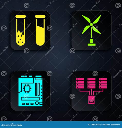 Set Server Data Web Hosting Test Tube And Flask Motherboard And
