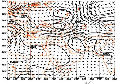 The Pattern Of Geopotential Height And Wind Field At 500 Hpa Level At