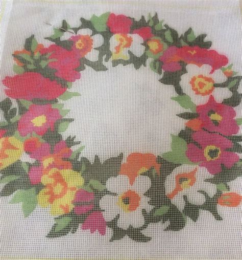 Hand Painted Needlepoint Canvas Vintage Diy Canvas Floral Etsy Needlepoint Canvases
