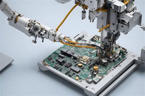 A Robotic Arm Delicately Assembling A Complex Circuit Board Generated