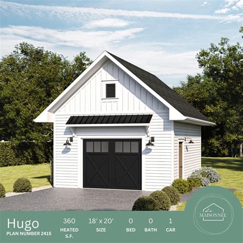 18x20 Garage Plans 1 Car Detached Garage Modern Farmhouse Design